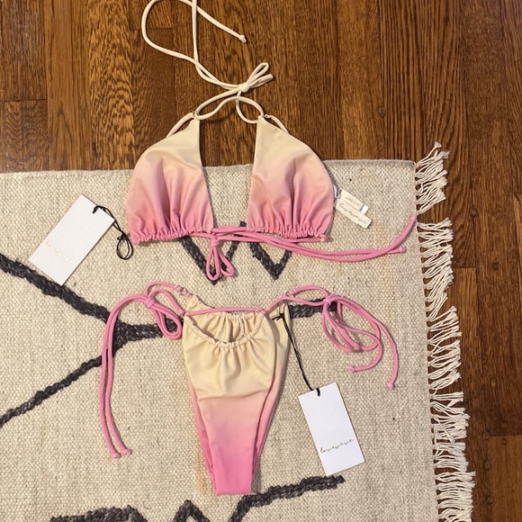 Swim | Pink And Cream Bikini Set | Poshmark